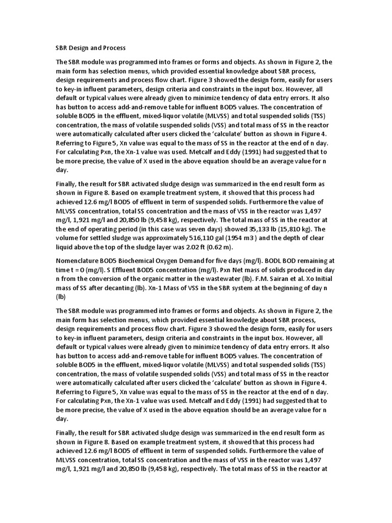 SBR Design and Process | PDF | Wastewater | Water Supply