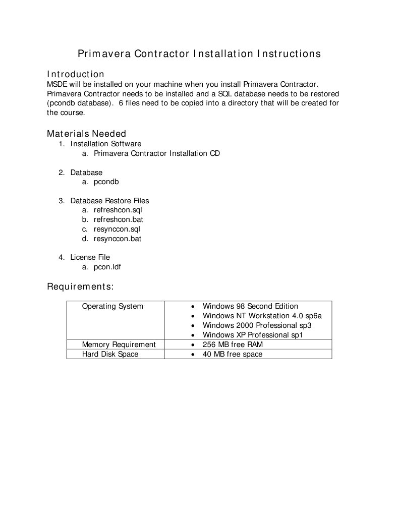 PrimaveraContractor InstallationInstructions | PDF | Backup | Computer File