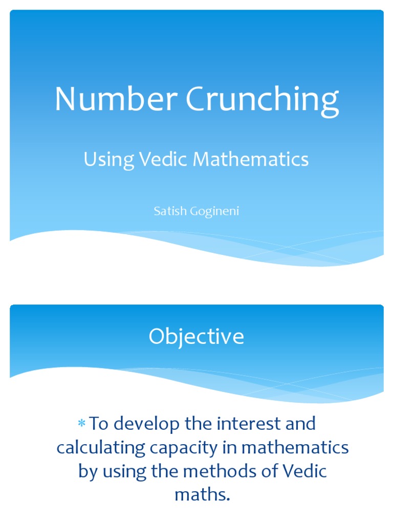Number Crunching: Using Vedic Mathematics | PDF