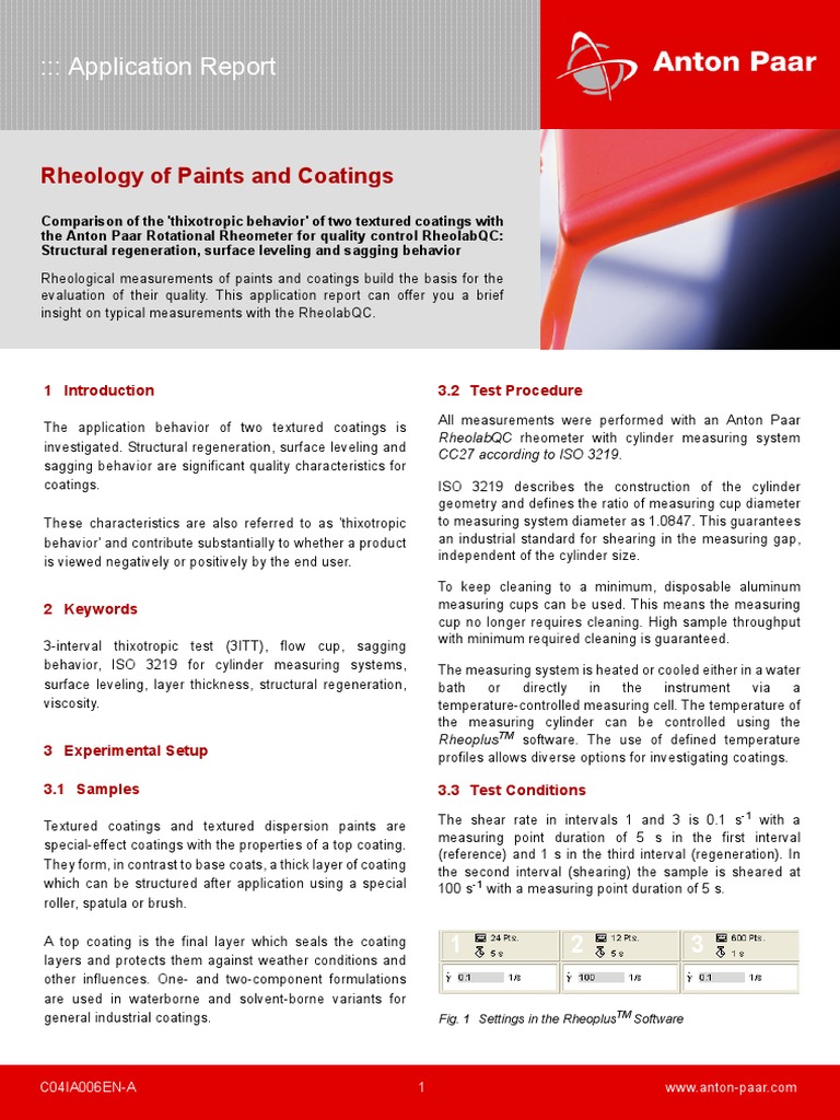 Rheology of Paints and Coatings | PDF | Rheology | Viscosity