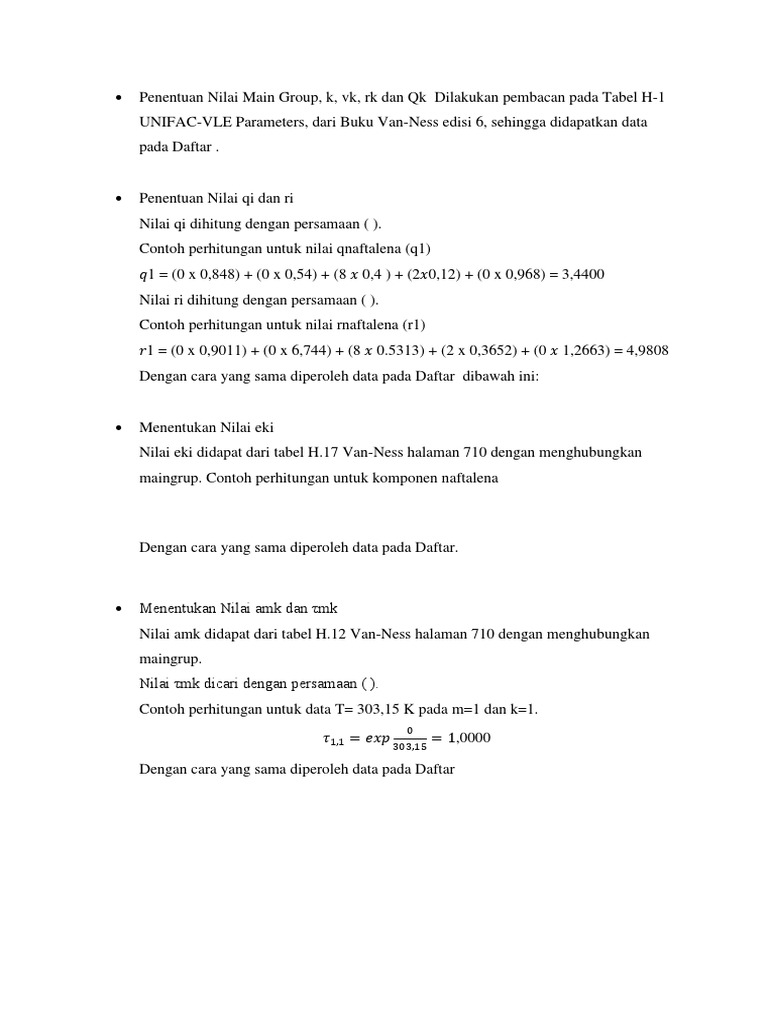 Contoh Perhitungan Unifac | PDF | Metode & Bahan Ajar