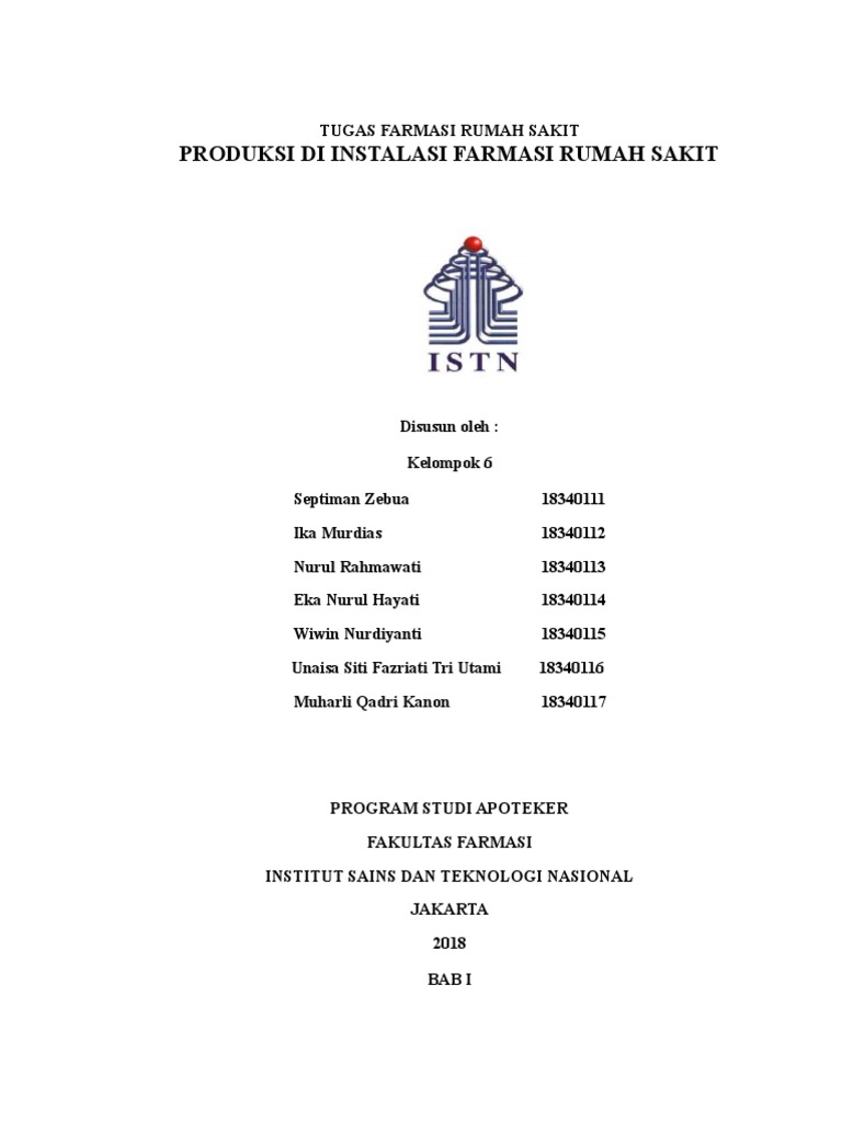 Produksi Sediaan Farmasi Rumah Sakit | PDF