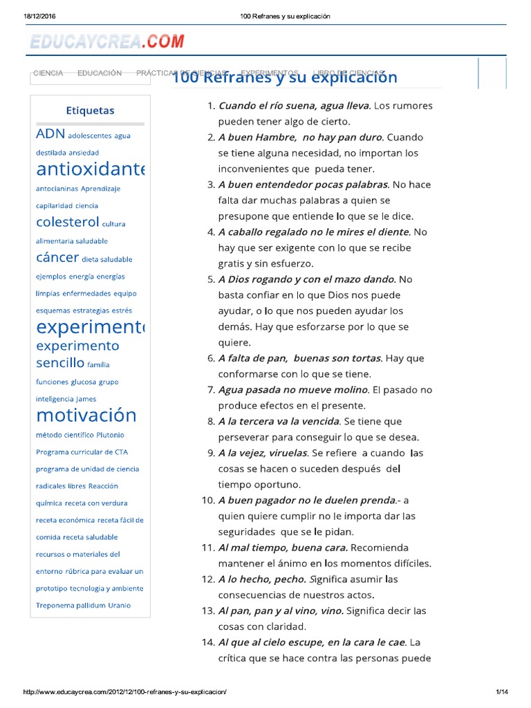 100 Refranes Explicados | PDF
