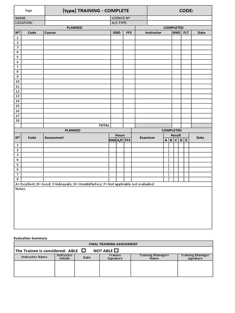 Training Forms PDF | Download Free PDF | Aviation | Aviation Safety