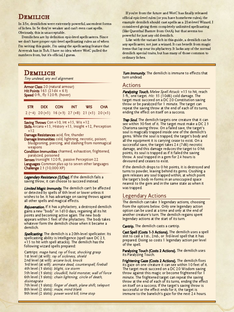 Demilich | PDF | Role Playing Games | Tsr (Company) Games