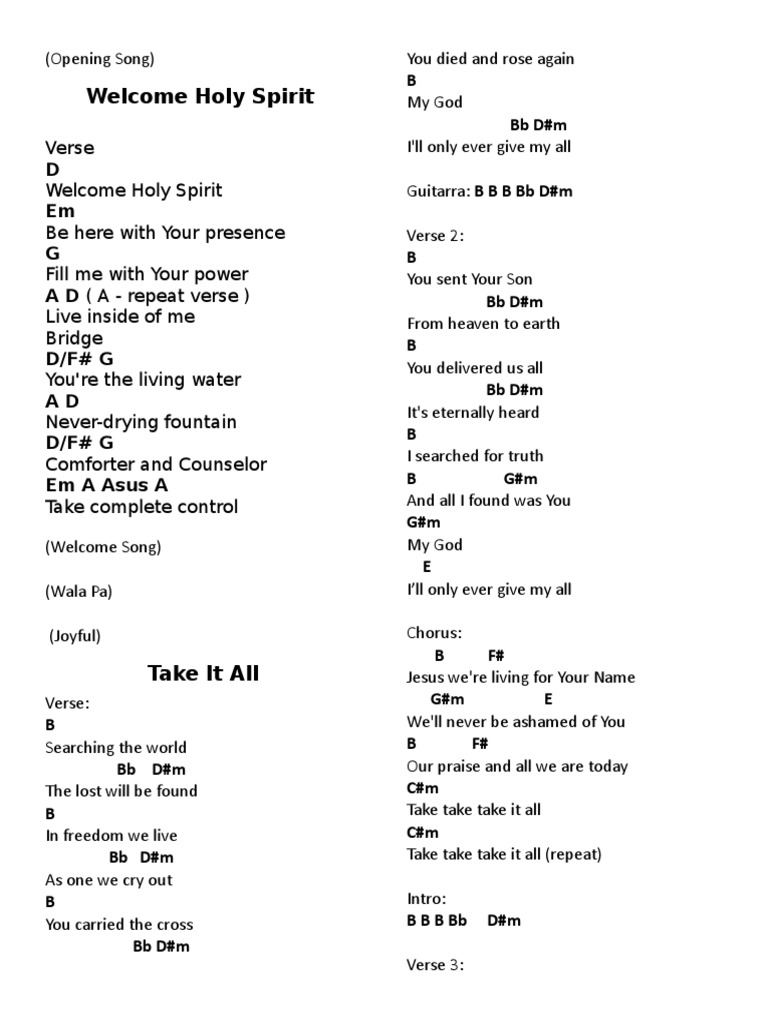 Worship Line Up | PDF | Song Structure | Salvation