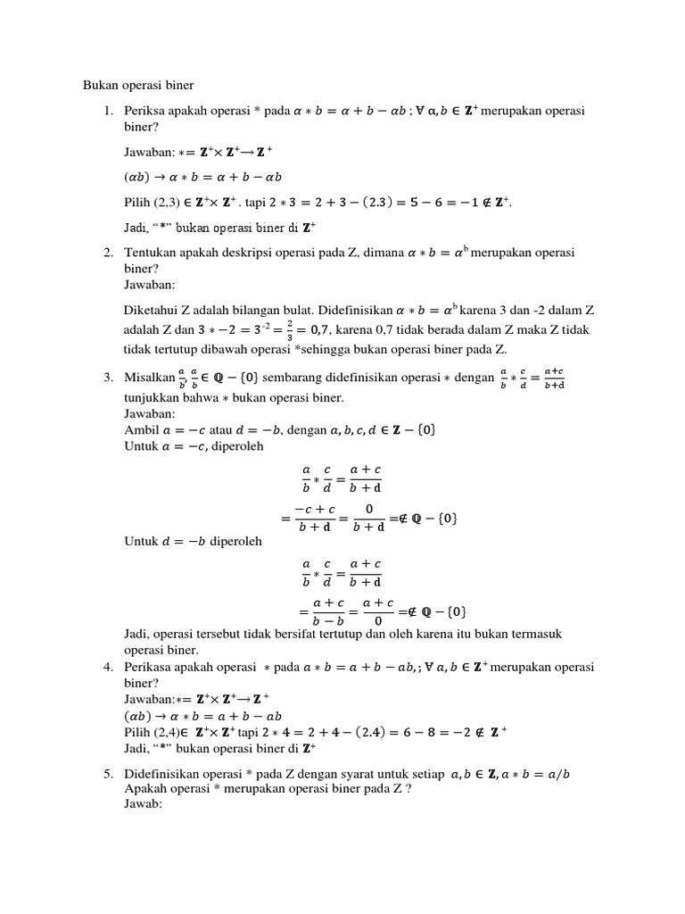 Operasi Biner: Analisis dan Contoh | PDF