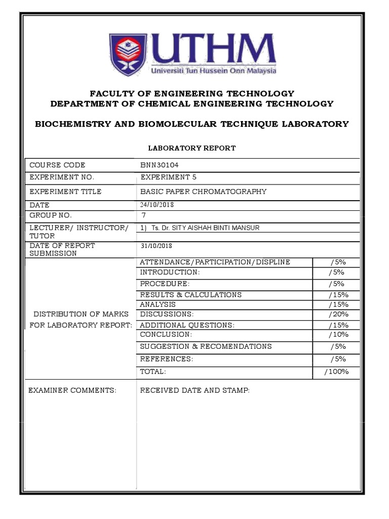 Lab Report Exp5 | PDF | Chromatography | Thin Layer Chromatography