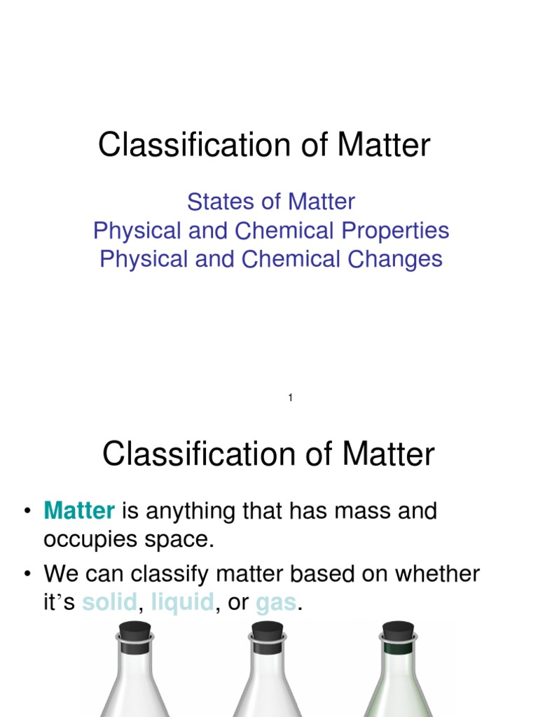 Classification of Matter and Changes | PDF | Solid | Gases