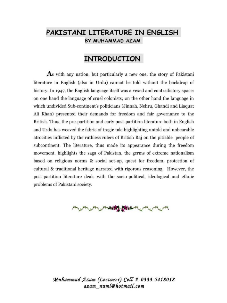 Pakistani Literature | PDF