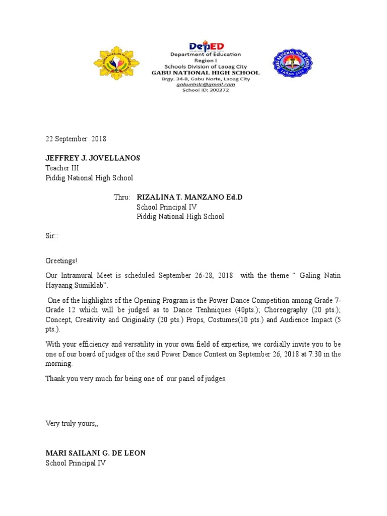 Intrams Letters | PDF | Leisure