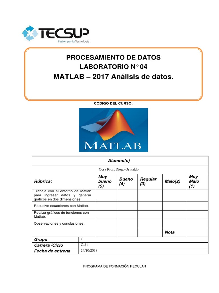 Matlab - Analisis de Datos | PDF | Matlab | Laboratorios