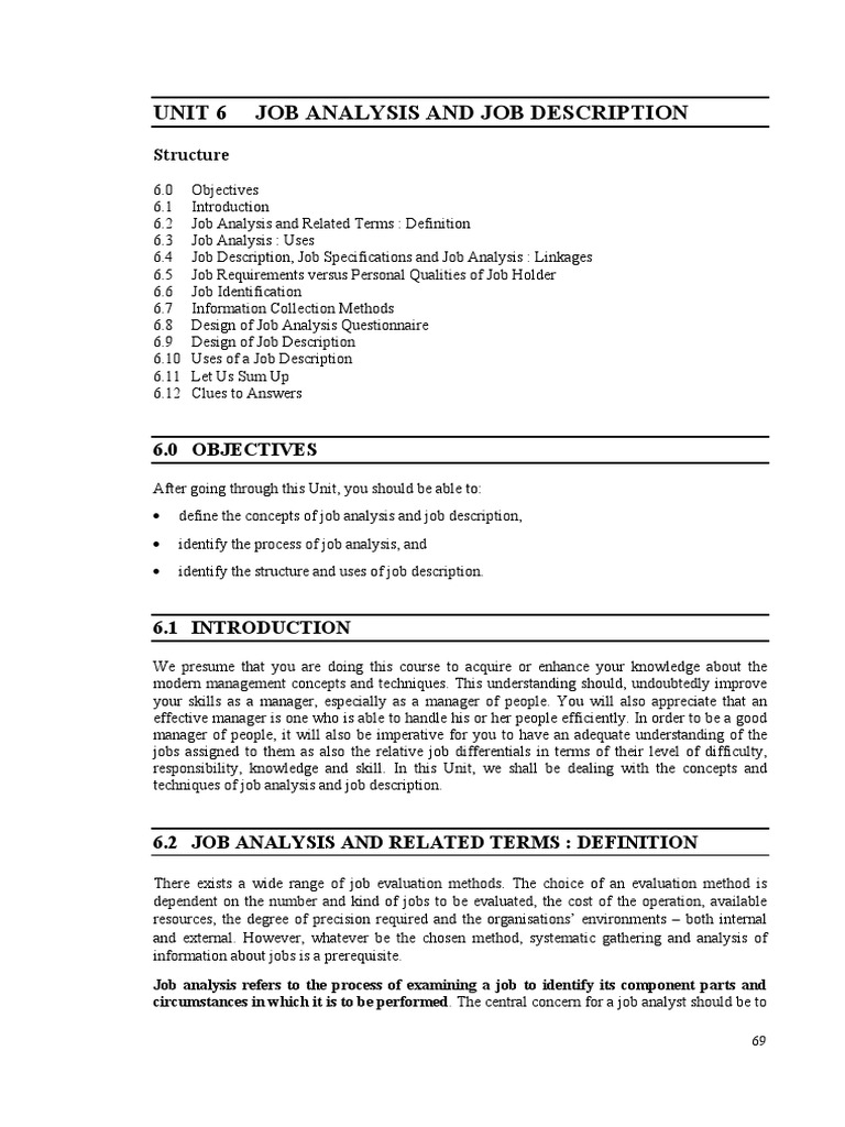 Unit 6 Job Analysis and Job Description | PDF | Intelligence Analysis ...