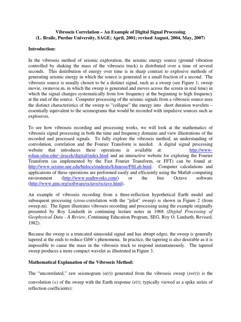 Vibroseis Correlation - An Example of Digital Signal Processing (L ...