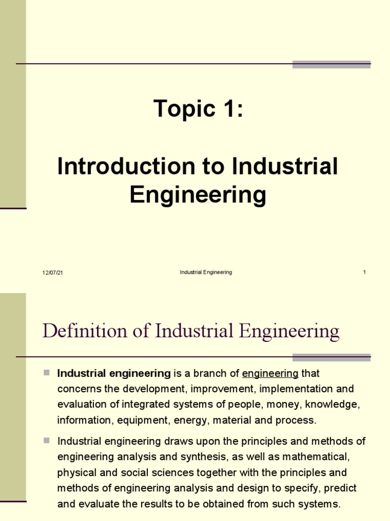 01 - Introduction To Industrial Eng | PDF | Industrial Engineering ...