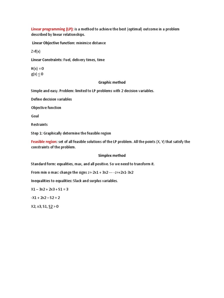 Linear Objective Function: Minimize Distance | PDF