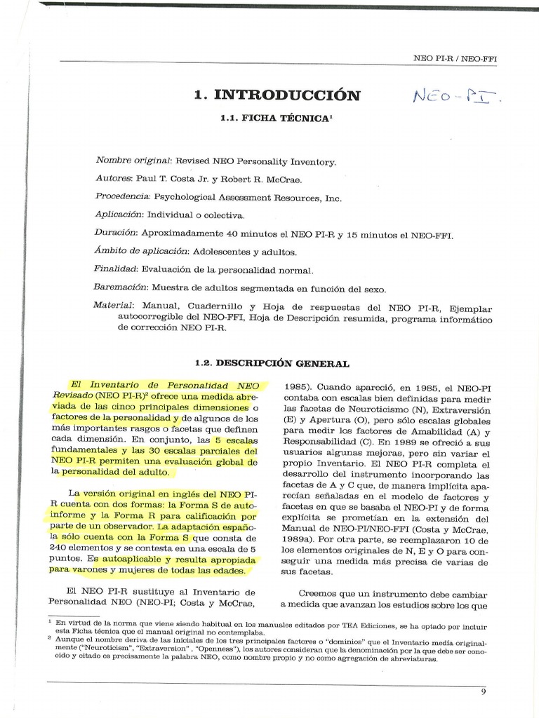 Ficha Tecnica Neo FFI | PDF