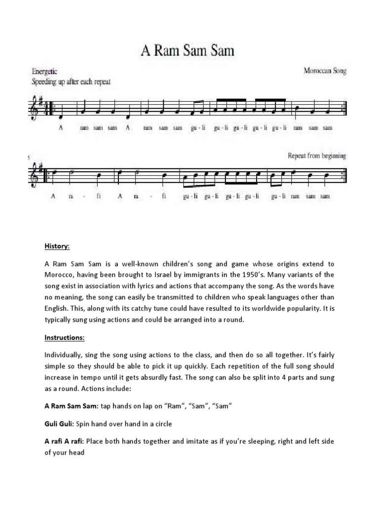 A Ram Sam Sam Handout | PDF