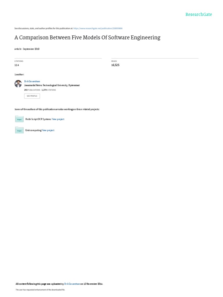 A Comparison Between Five Models of Software Engin | PDF | Software ...