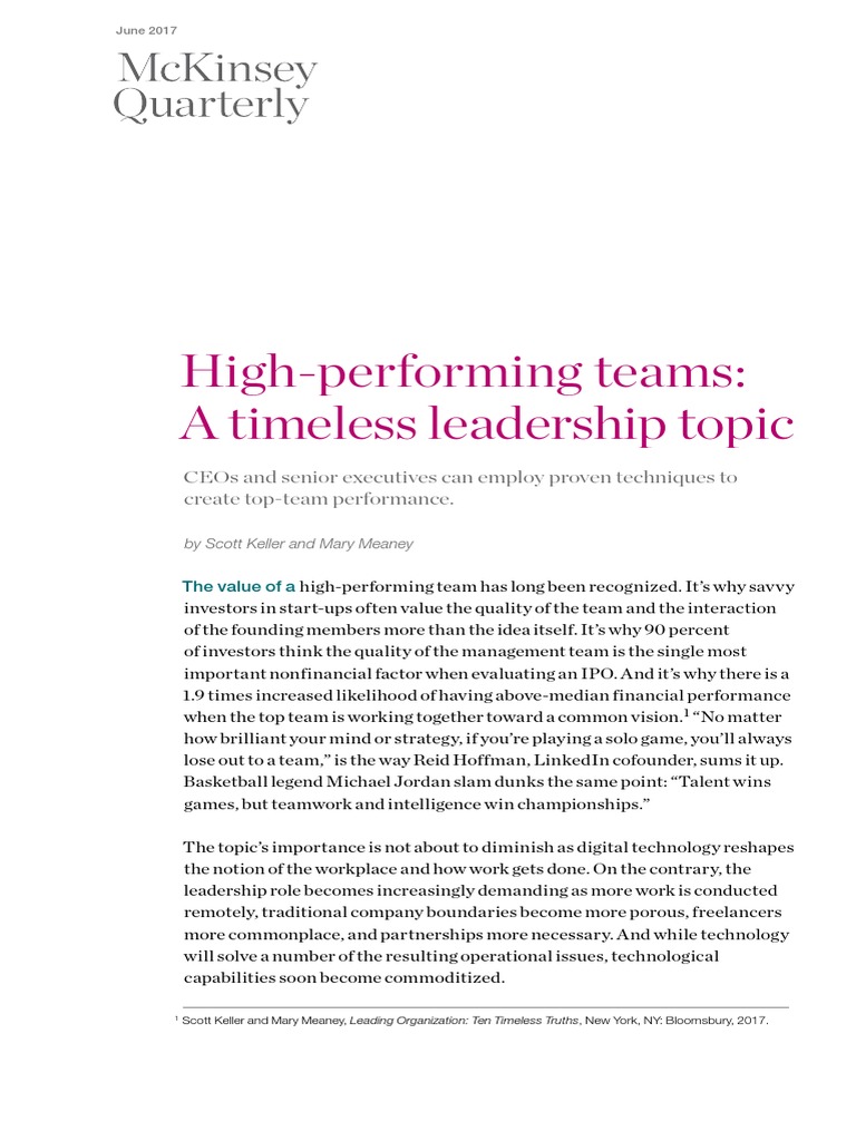 High Performing Teams A Timeless Leadership Topic | PDF | Leadership ...