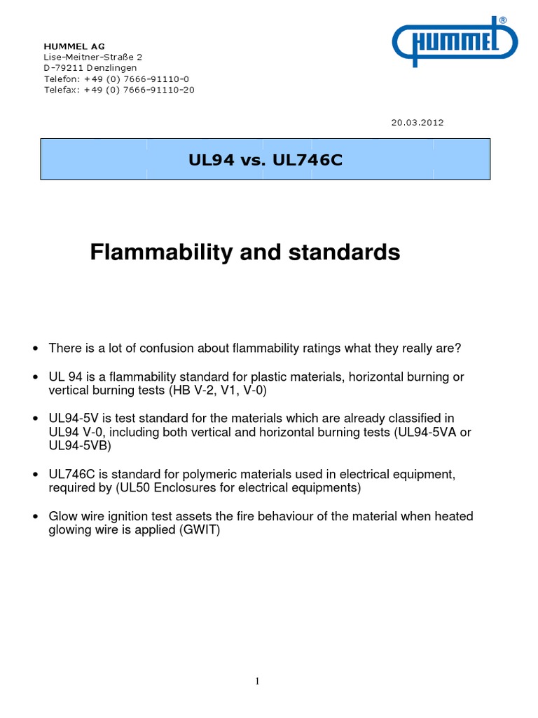 Ul94 Versus Ul746c PDF | PDF | Combustion | Heat Transfer