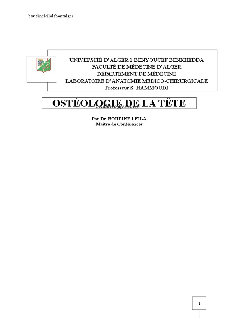 Ostéologie de la Tête : Crâne et Os Frontal | PDF | Anatomie des ...