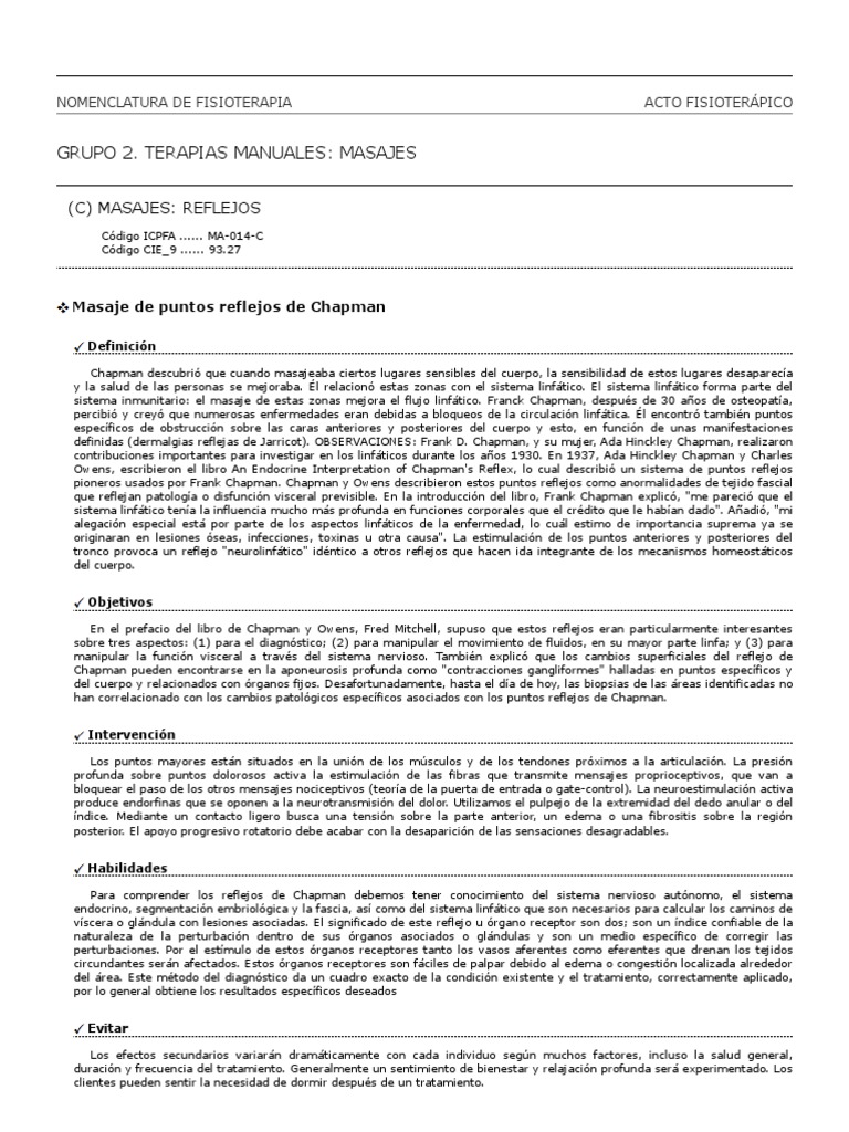 Puntos Reflejos de Chapman | PDF | Dolor | Especialidades Medicas