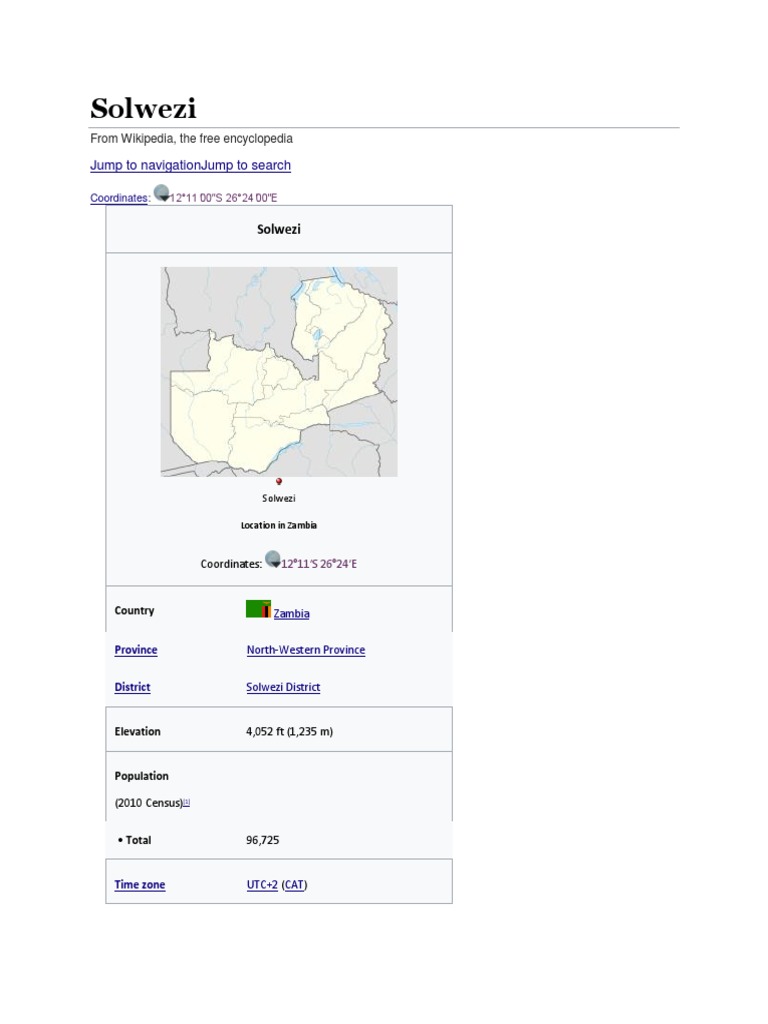 Solwezi: Jump To Navigationjump To Search | PDF