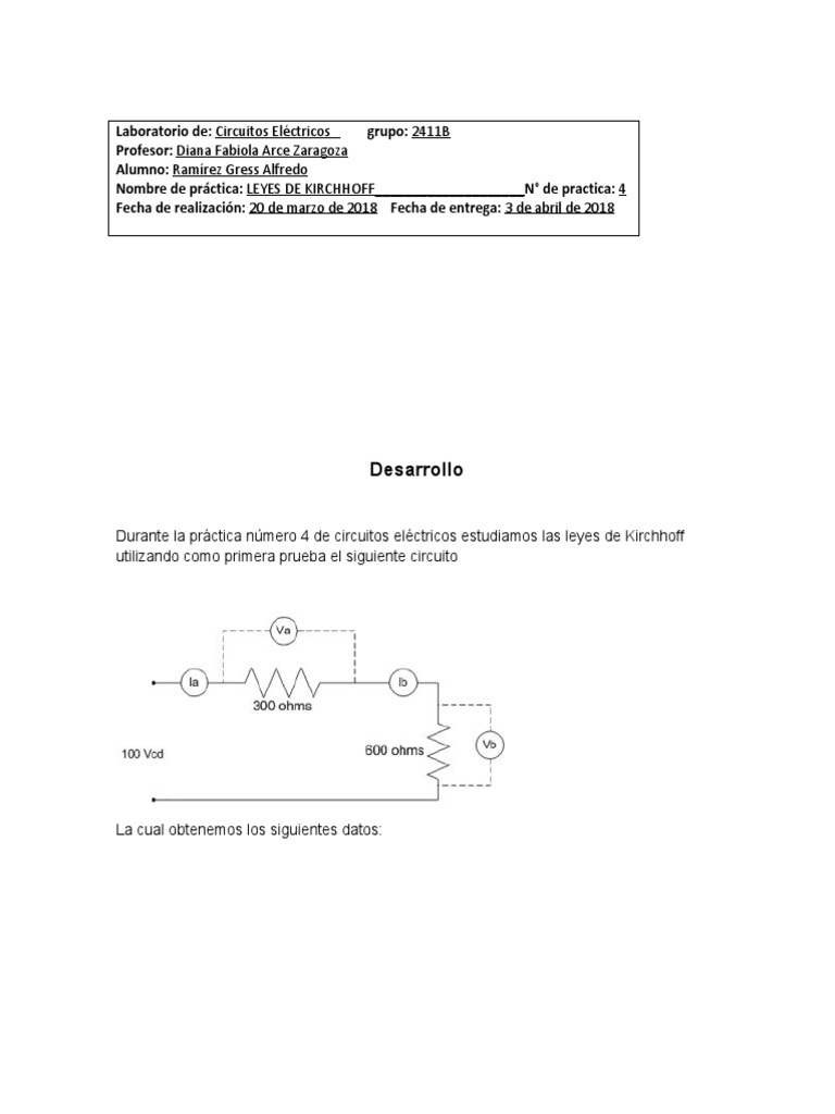 Practica 4 Circuitos Electricos Pdf Voltaje Resistencia Eléctrica