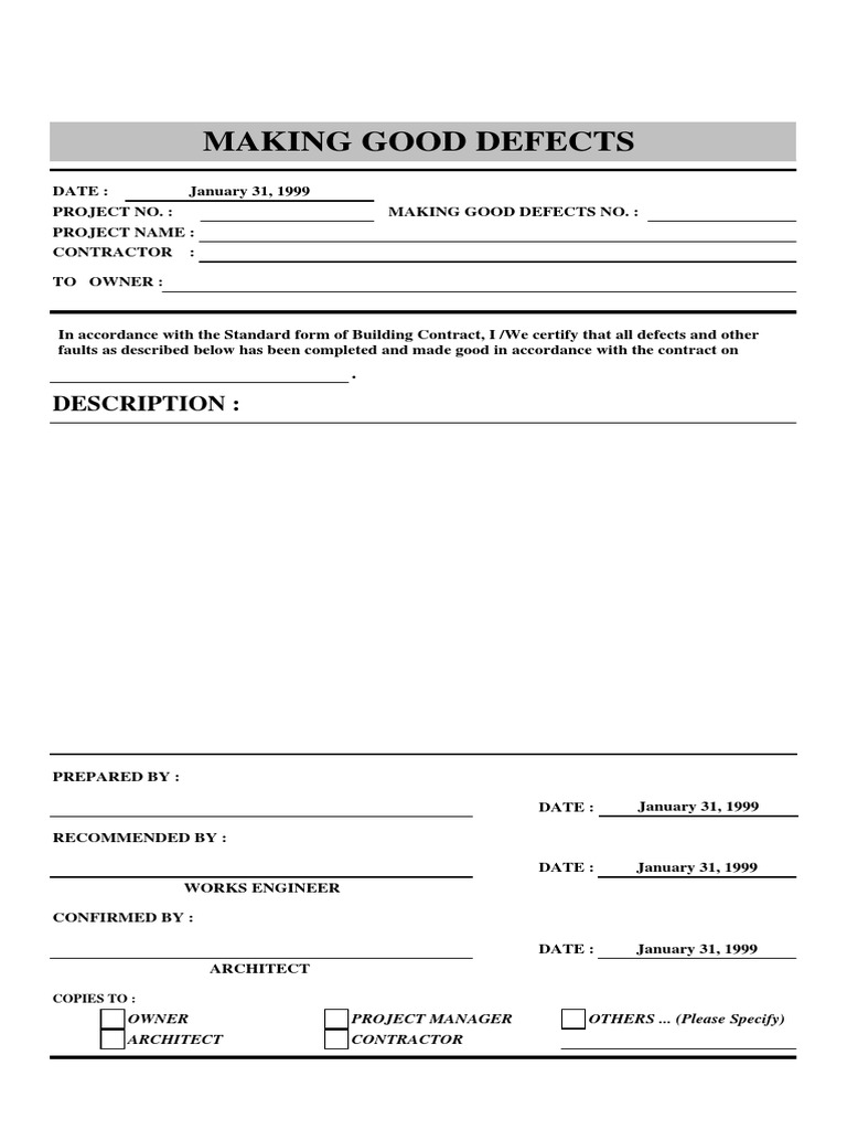 Making Good Defects: Description | PDF