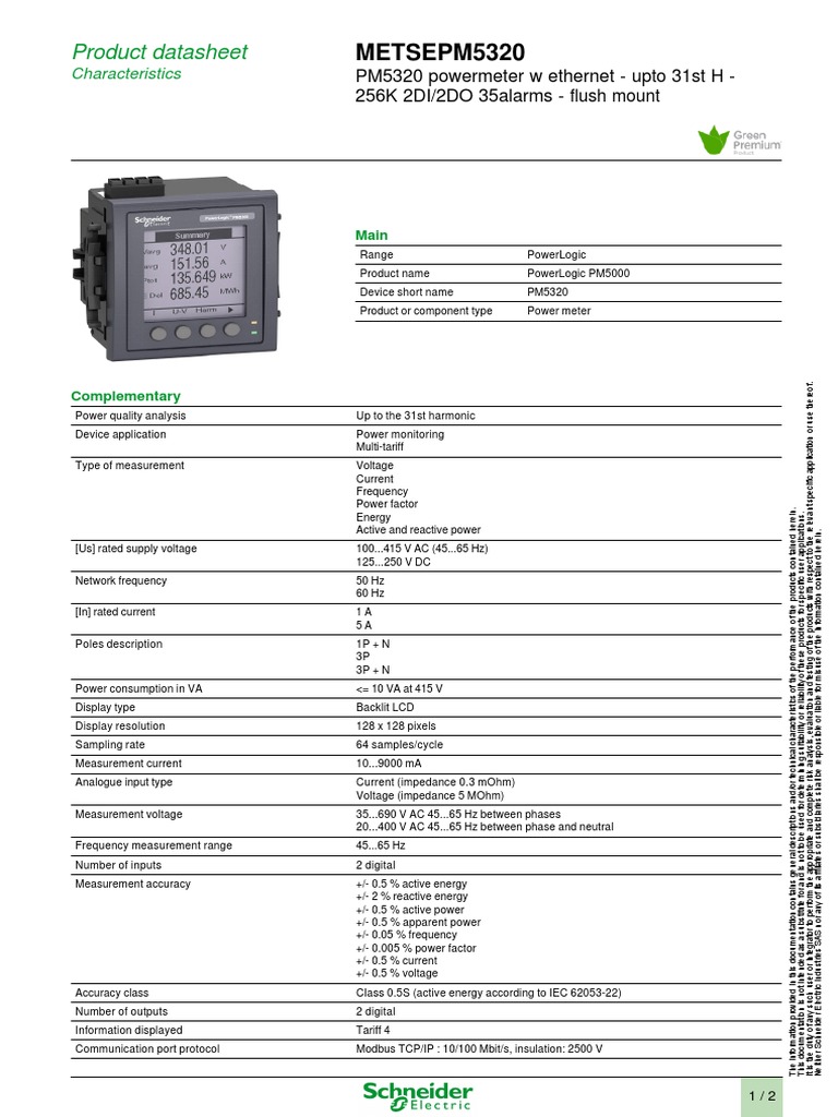 METSEPM5320: Product Datasheet | PDF | Electrical Impedance ...