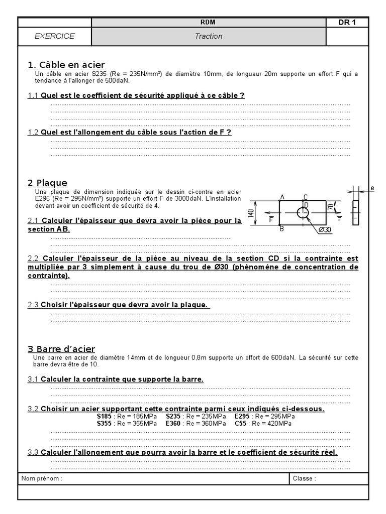 Exo 0 RDM Traction | PDF | Ingénierie mécanique | Physique appliquée et ... Exo 0 RDM Traction | PDF | Ingénierie mécanique | Physique appliquée et ...