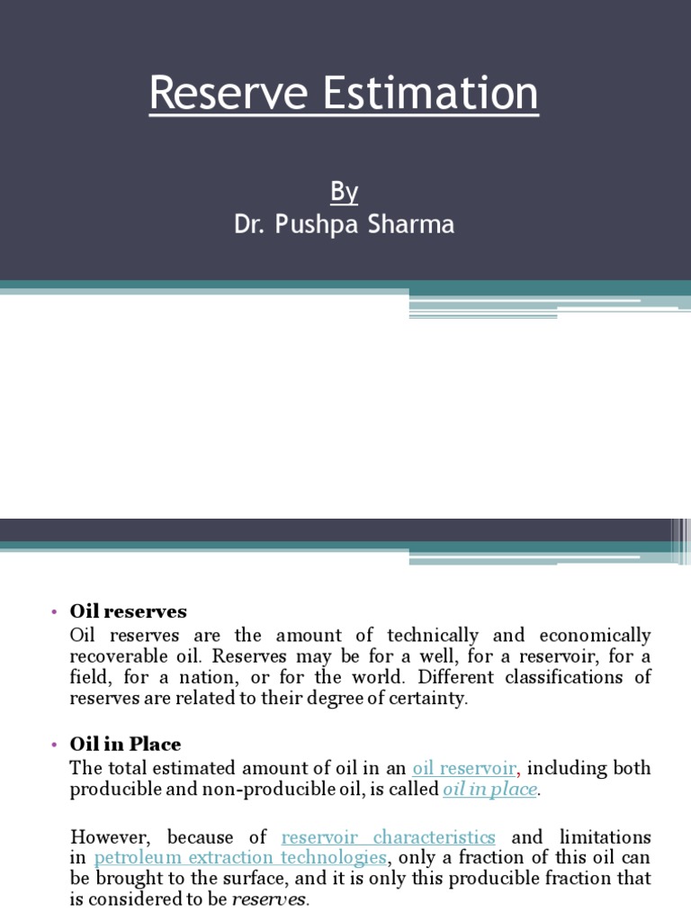 Lecture7 Reserve Estimation | PDF | Oil Reserves | Industries
