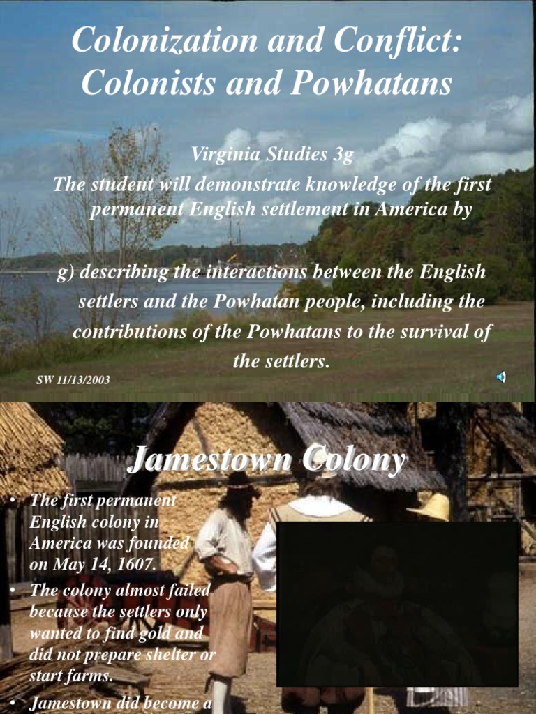 Colonization and Conflict: Colonists and Powhatans | PDF | Jamestown ...