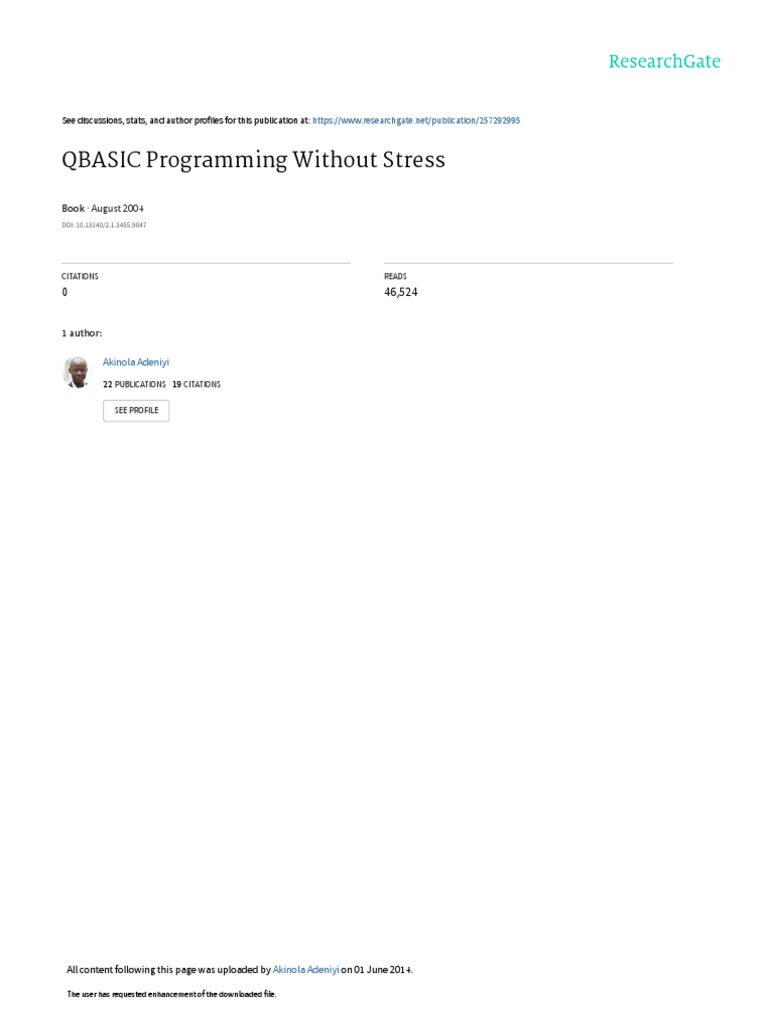 QBASIC Programming Without Stress | PDF | Basic | Programming Language