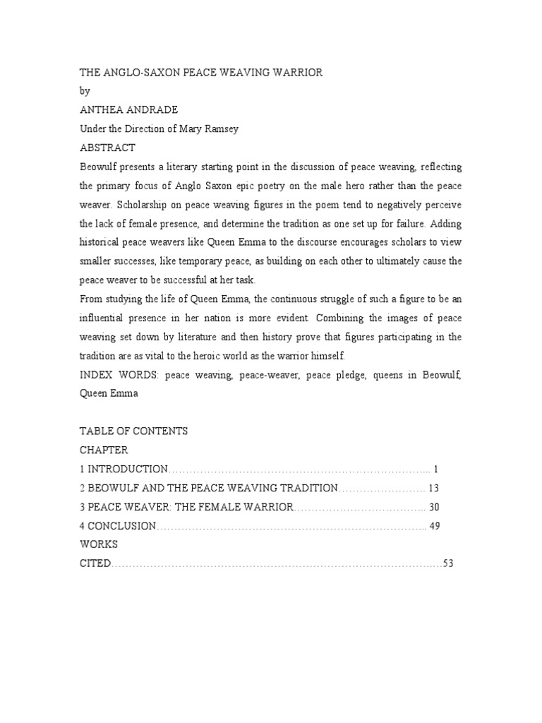 Anglo-Saxon Peace Weaving Analysis | PDF | Beowulf | Anglo Saxons