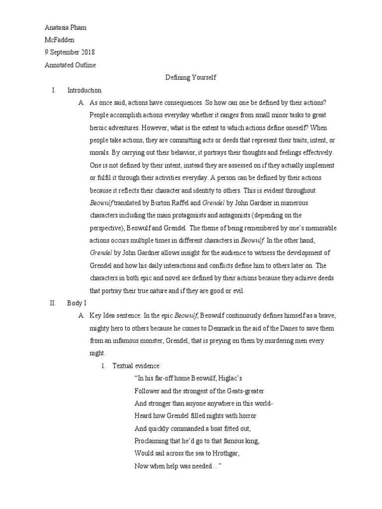 Annotated Outline | PDF | Beowulf | Hero