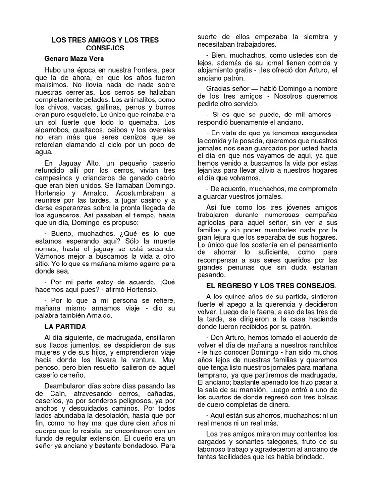 Los Tres Amigos Cuento | PDF | Naturaleza