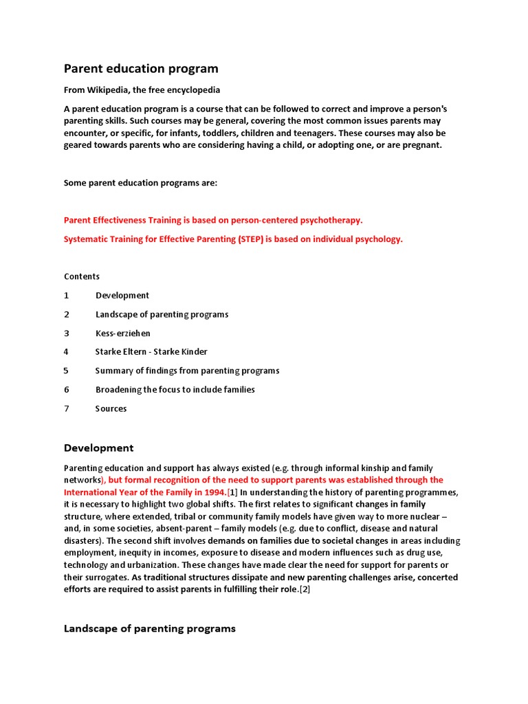 Parent education programs improve parenting skills | PDF | Family ...