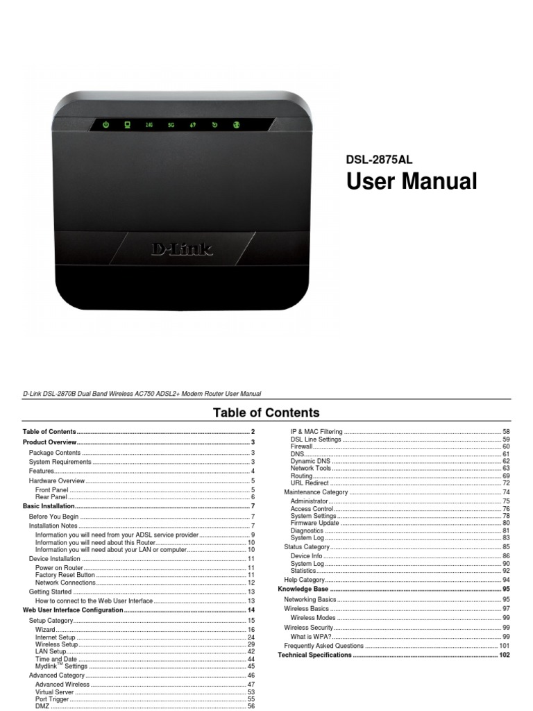 User Manual: DSL-2875AL | PDF | Computer Network | Ip Address