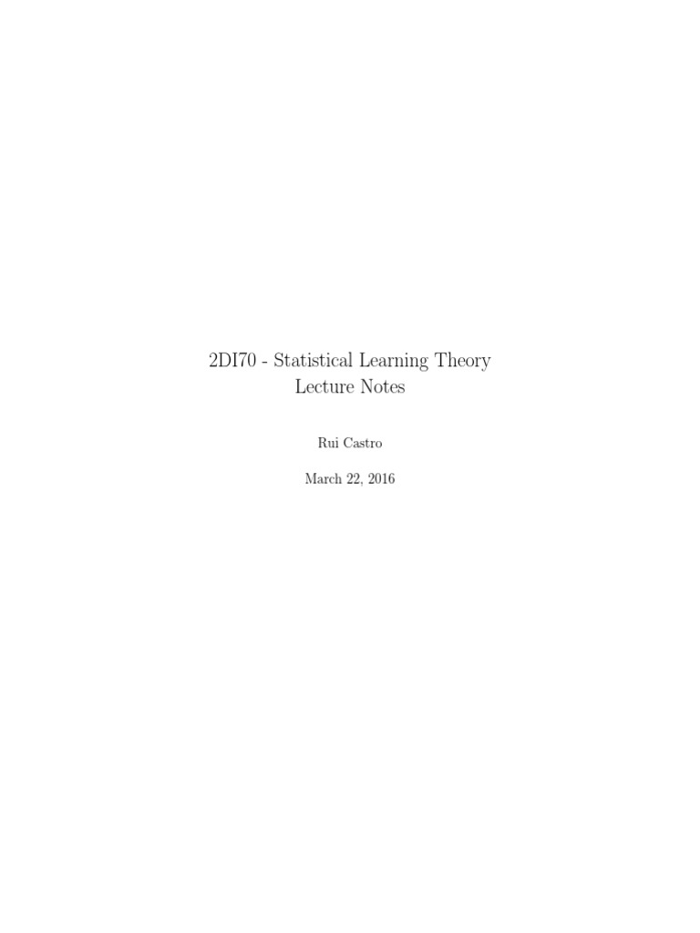 Machine Learning Lecture Notes Pdf Statistical Classification Loss Function