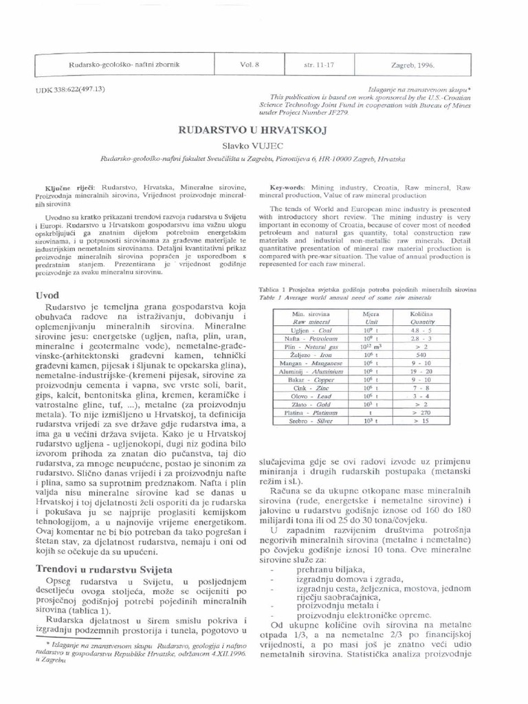 Rudarstvo U Hrvatskoj PDF | PDF