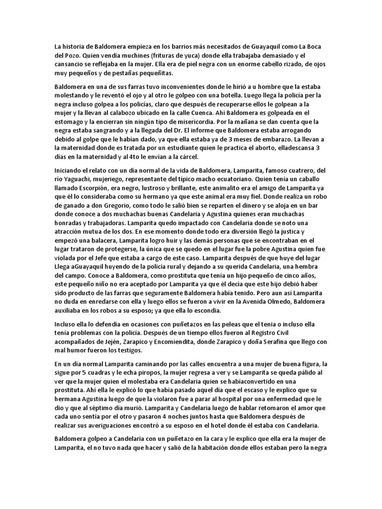 Baldomera: Vida y Conflictos en Guayaquil | PDF | Historia | Ficción ...