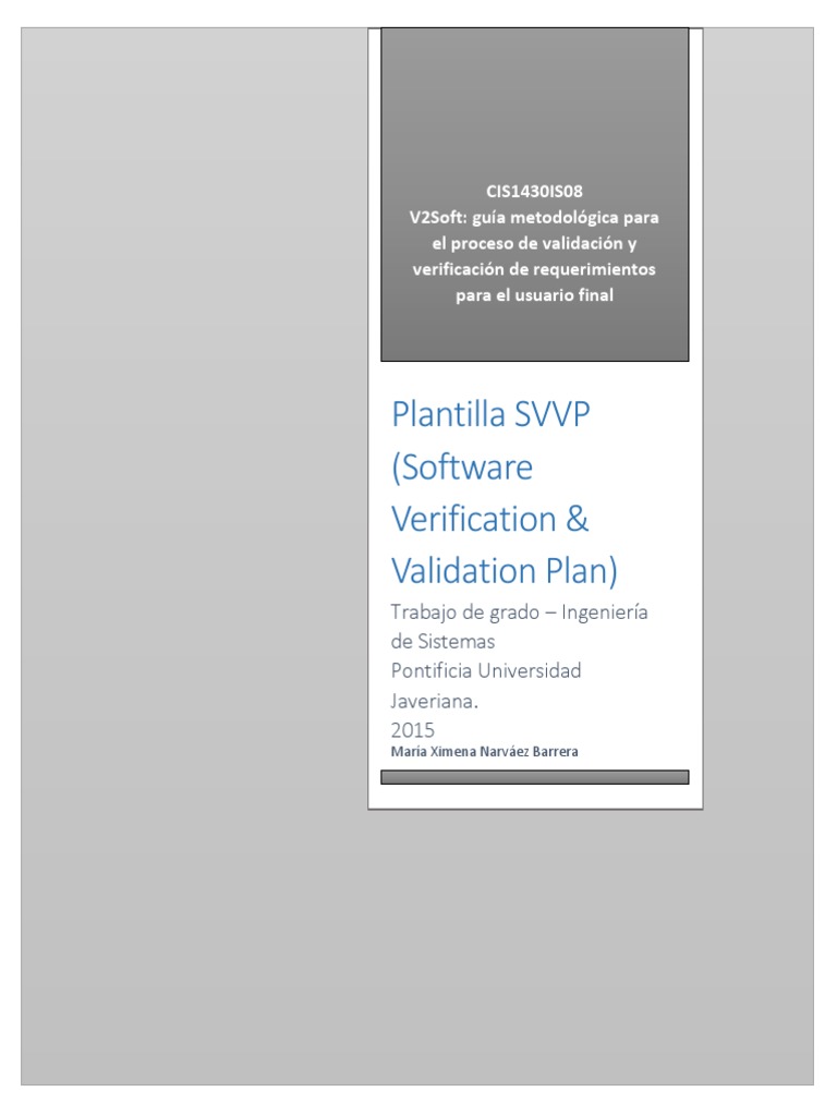 Plantilla Verificacion y Validacion Plan | PDF | Software | Ingeniería Informática