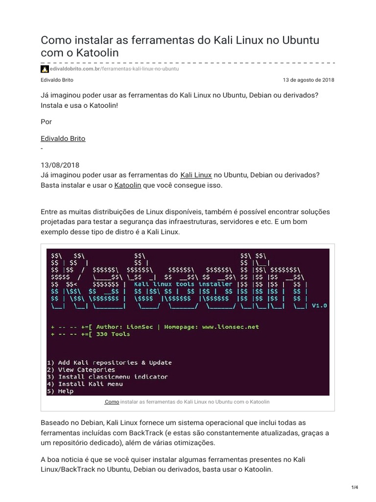 Como Instalar As Ferramentas Do Kali Linux No Ubuntu Com o Katoolin | PDF | Ubuntu (sistema ...