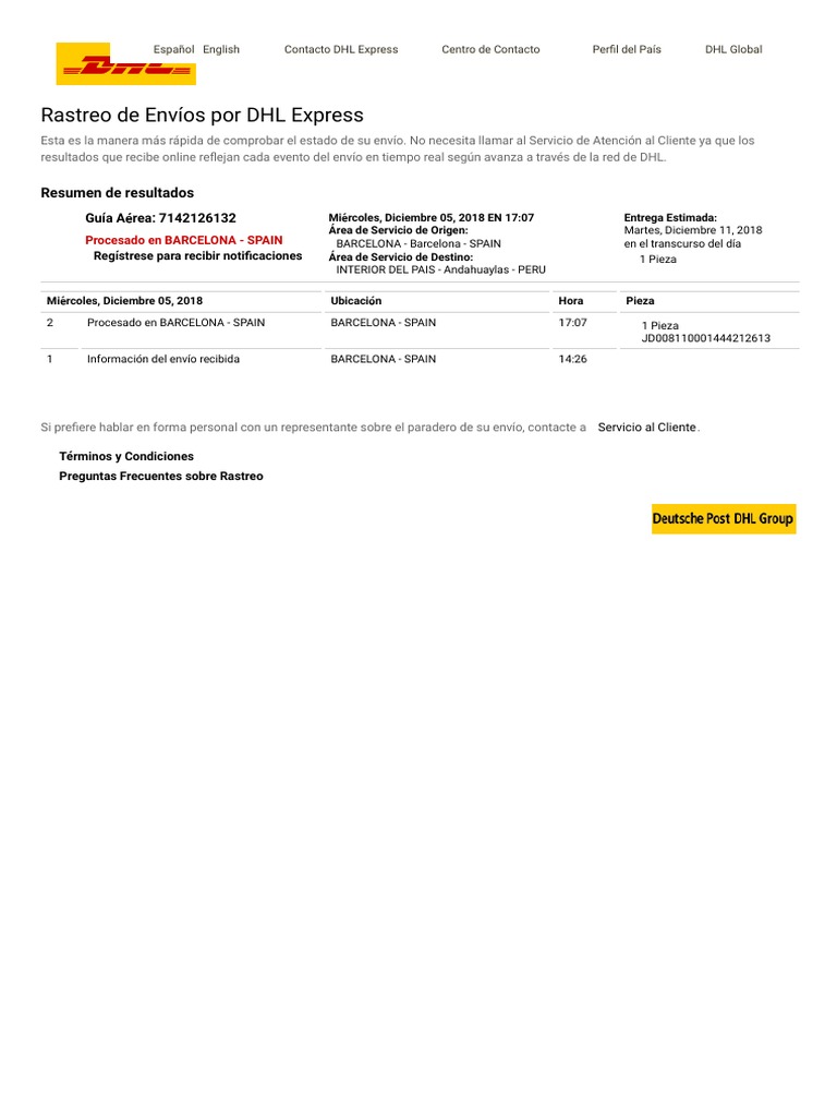 Rastreo de Envíos DHL Express | PDF