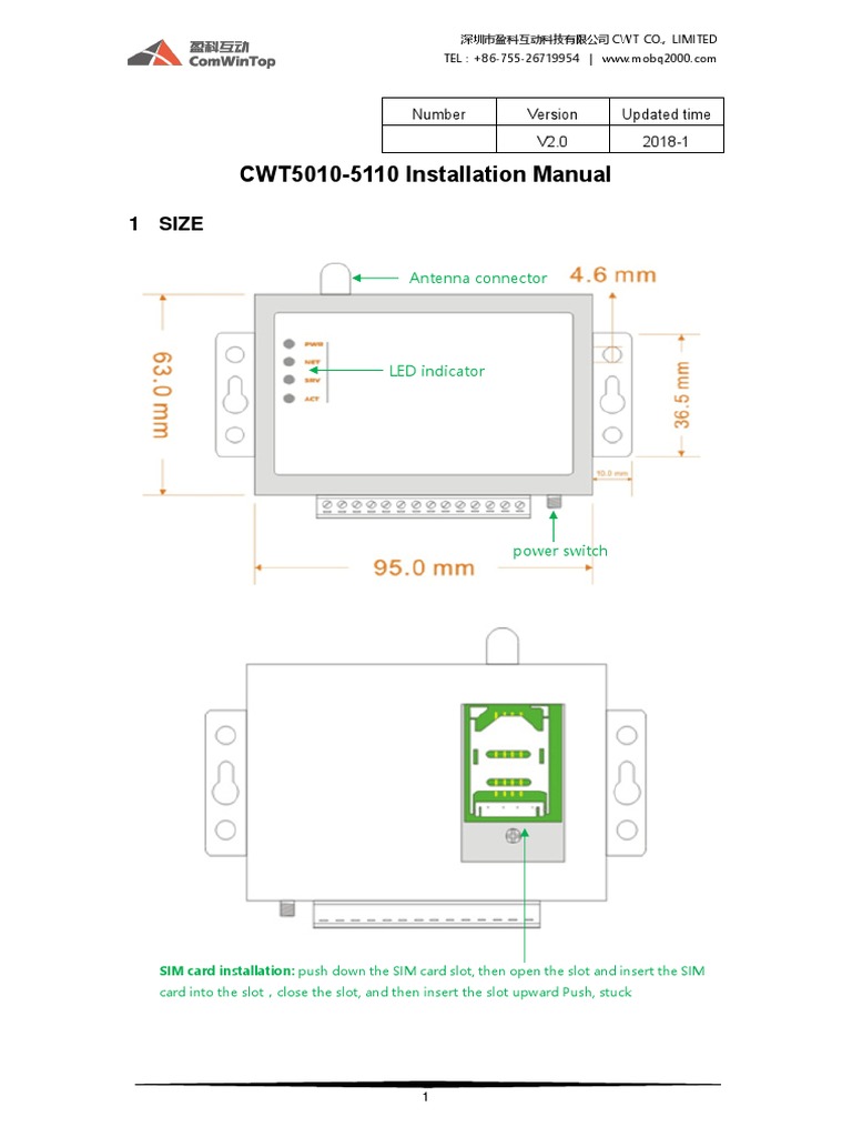 CWT5010-5110 Install Guide | PDF | Relay | Subscriber Identity Module