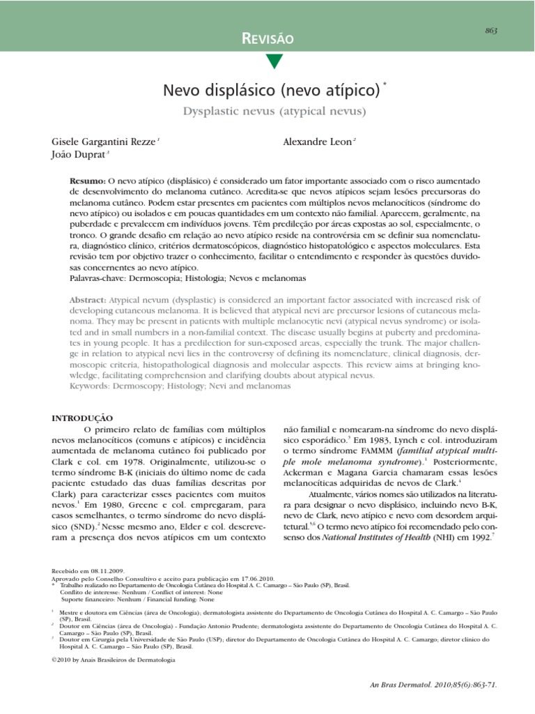 Nevo Displasico (Atípico) | PDF | Melanoma | Mutação