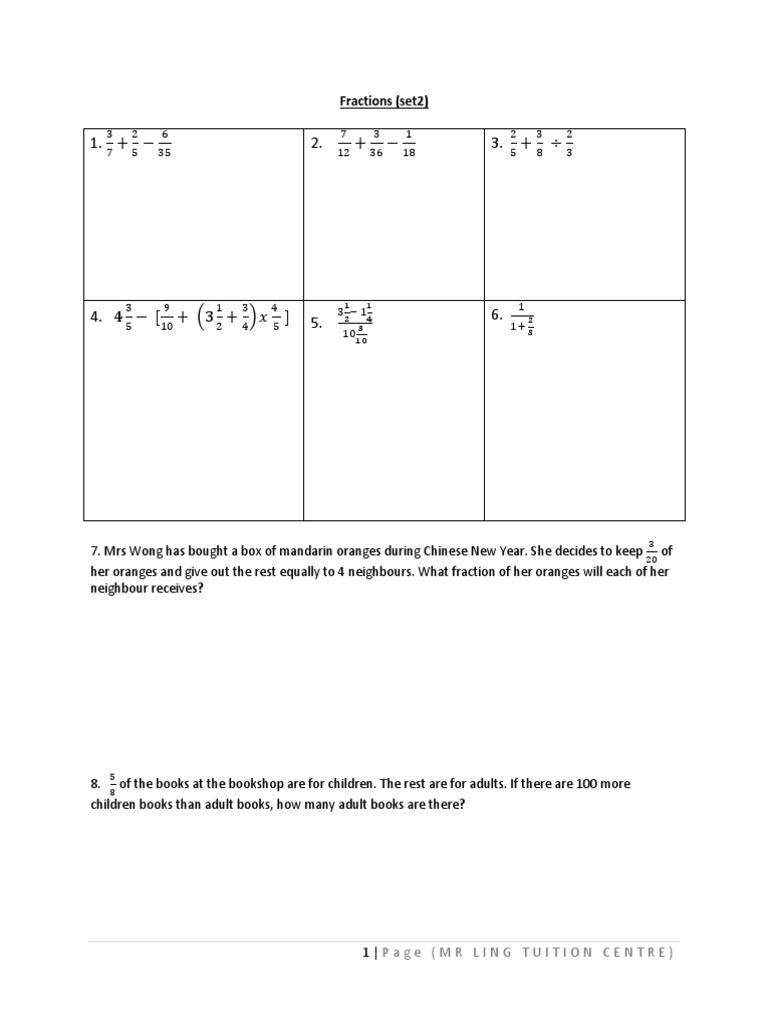 Fractions (Set 2) | PDF
