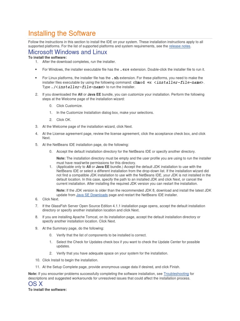 Installing The Software Netbean | PDF | Net Beans | Applications & Software